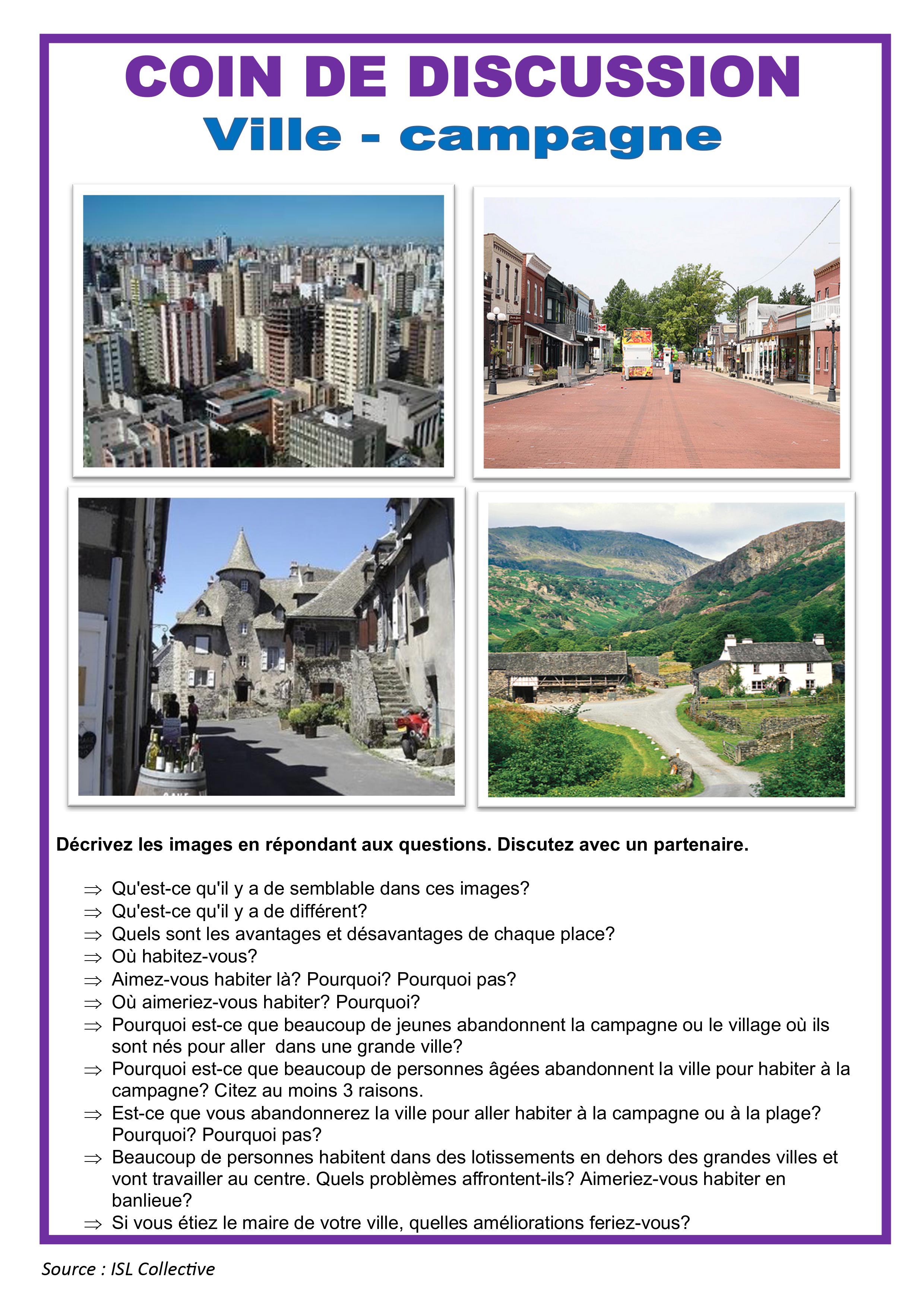 MYP French: La ville et la campagne